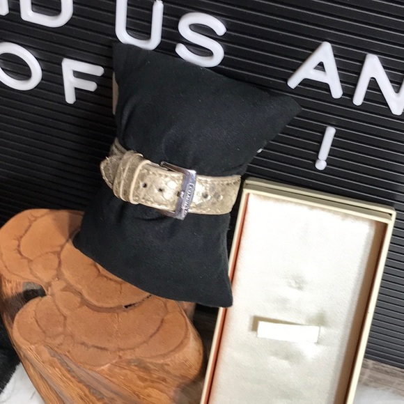Coach | Accessories | Coach Gold Python Leather Square Face Wrist Watch ...